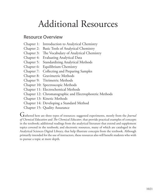 Additional Resources - Analytical Sciences Digital Library