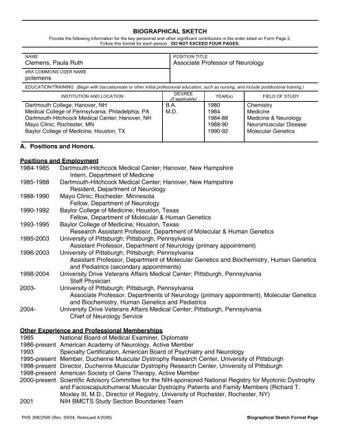 NIH Biosketch - PSTP - University of Pittsburgh