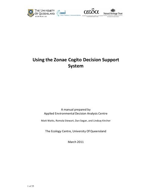 2011 Zonae Cogito Manual - University of Queensland