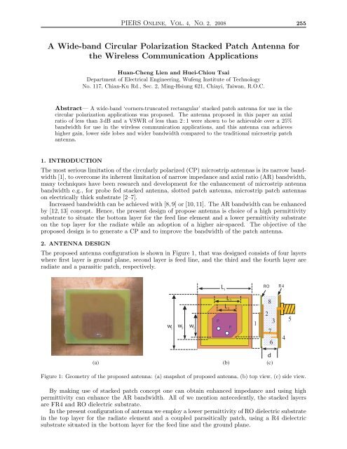 A Wide Band Circular Polarization Stacked Patch Antenna For Piers