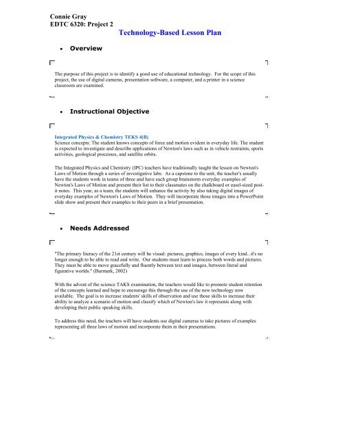 Technology Based Lesson Plan