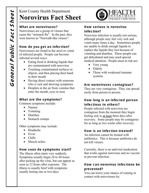 Norovirus Fact Sheet - Kent County, Michigan