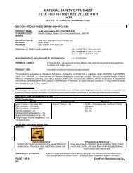 â Material Safety Data Sheet â Lead Acid Battery Wet, Filled with Acid
