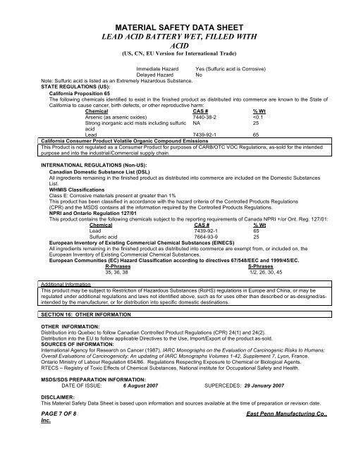 MATERIAL SAFETY DATA SHEE