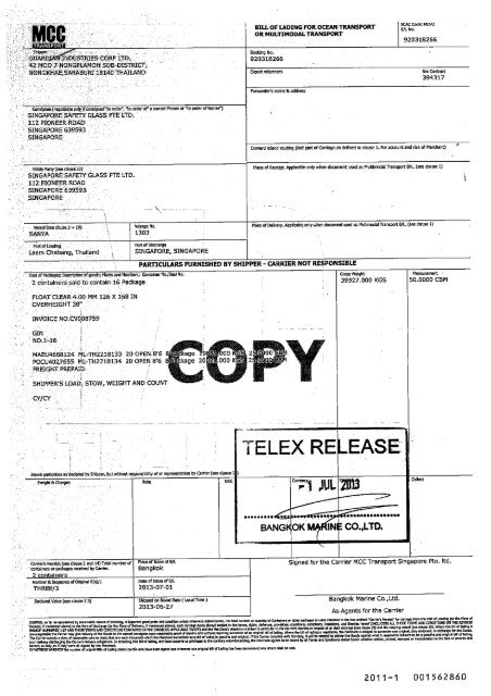 Page 1 BIILIiDE Ã DINGQFORZ DCEANTRIANSPORT' SCAC Code ...