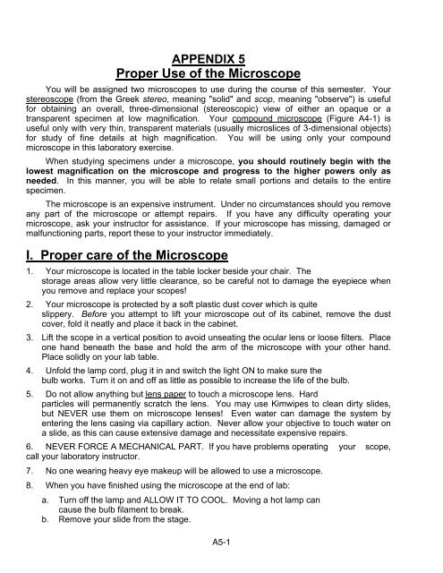 Proper Use of the Compound Microscope