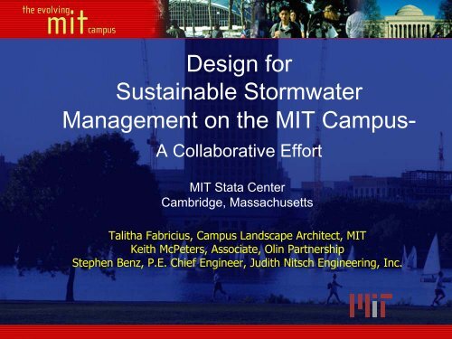 Design for Sustainable Stormwater Management on the MIT Campus-