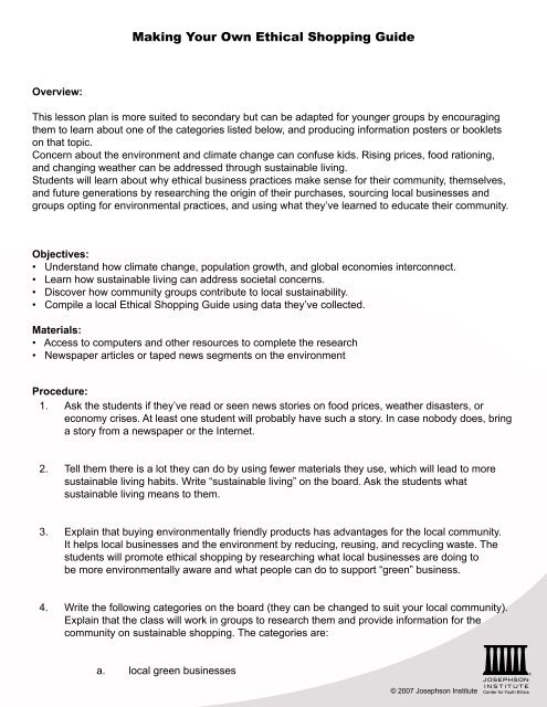 Access the lesson plan - Character Counts