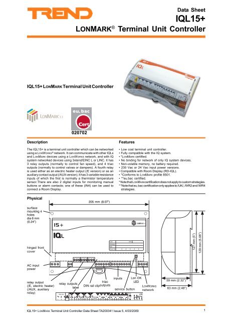 IQL15+ LonMark Terminal Unit Controller - Trend