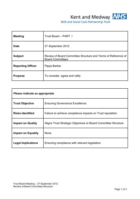 Review of Board committee Structure and Terms of Reference of ...