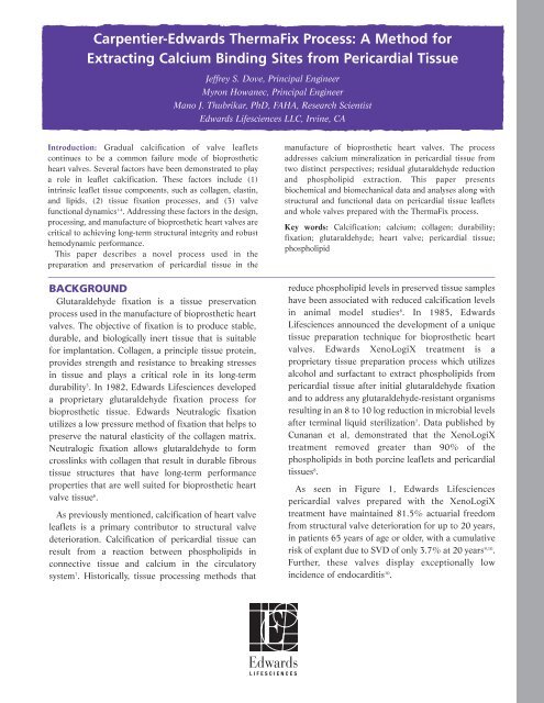 A Method for Extracting Calcium Binding Sites from Pericardial Tissue