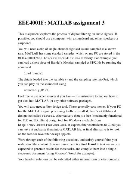 EEE4001F: MATLAB assignment 3 - UCT Digital Image Processing