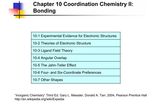Chapter 10 Coordination Chemistry II: Bonding