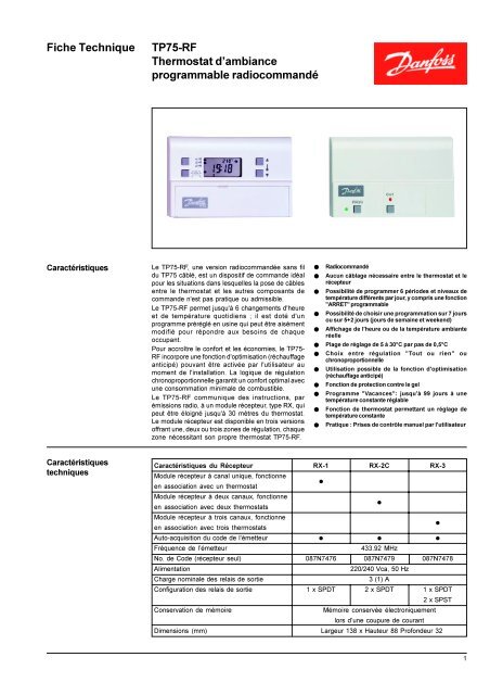 TP75-RF Thermostat d'ambiance programmable ... - Danfoss