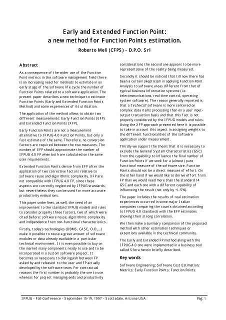 Early and Extended Function Point: a new method for ... - DPO