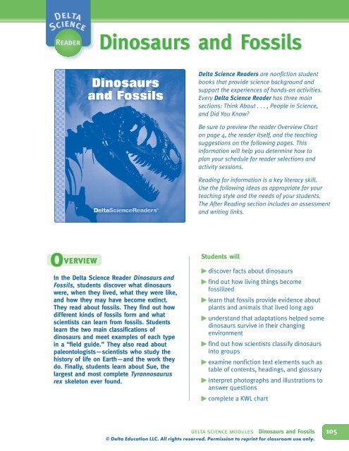 Dinosaurs and Fossils Dinosaurs and Fossils - Delta Education