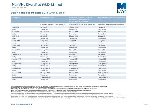 Man AHL Diversified (AUD) Limited - Man Investments Australia