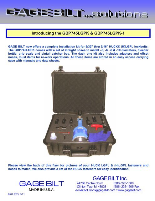 Gage Bilt Rivet Tools