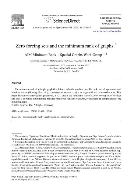 Zero forcing sets and the minimum rank of graphs