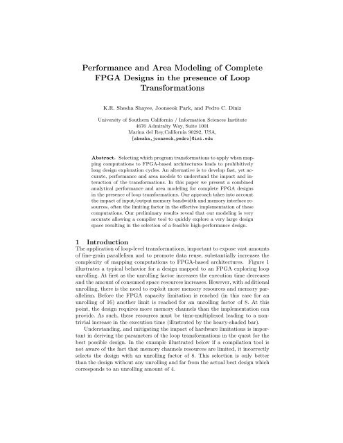 Performance And Area Modeling Of Complete Fpga Designs In The