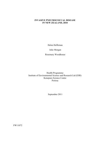 Invasive Pneumococcal Disease in New Zealand, 2010