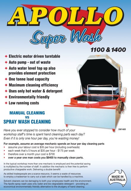 Apollo Super Wash 1100 & 1400 - Apollo Cleaning Systems