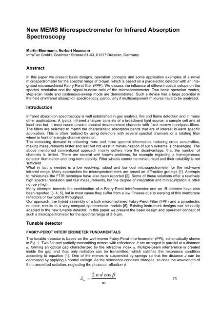 New MEMS Microspectrometer for Infrared Absorption Spectroscopy