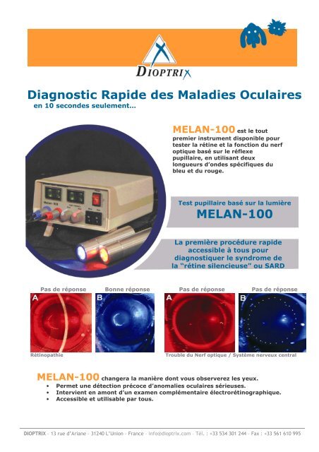 Brochure Melan 100 r.. - Dioptrix