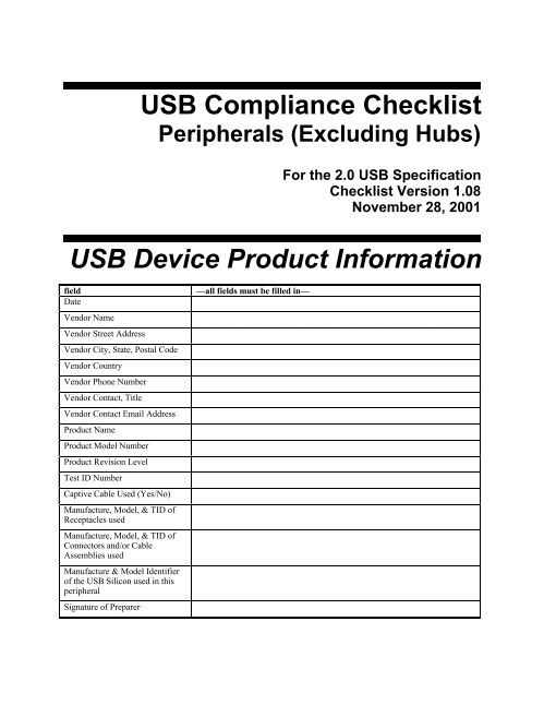 Peripheral Checklist - USB.org