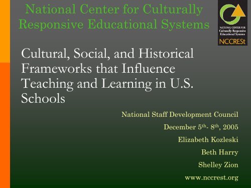 Cultural responsivity - NCCRESt