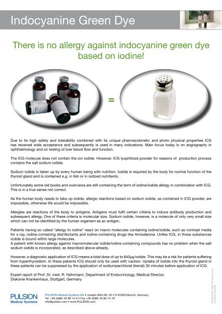 Indocyanine Green Dye - PULSION Medical Systems SE