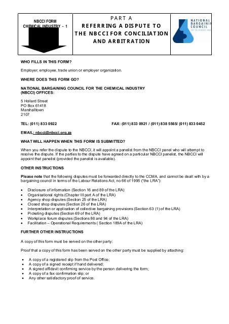 CON - ARB FORM - C1 - National Bargaining Council for the ...
