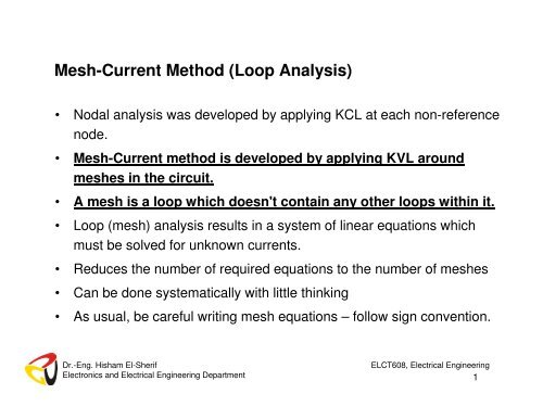 Mesh-Current Method (Loop Analysis)