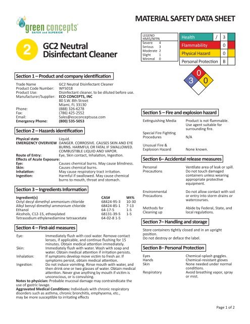 GC2 Neutral Disinfectant Cleaner - ecoconceptsusa.biz