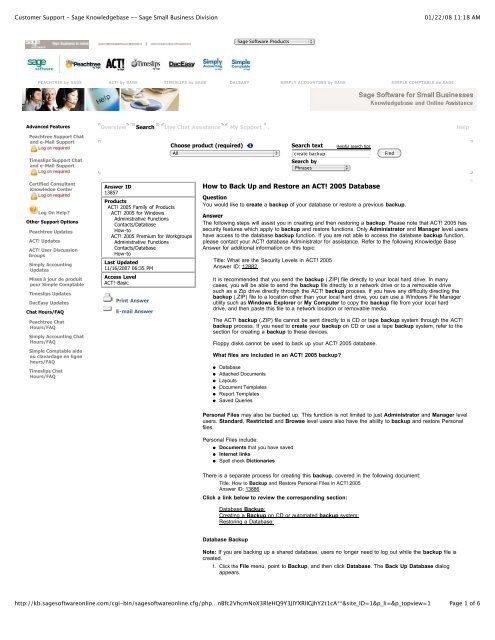 How to Back Up and Restore an ACT! 2005 Database - Marketcircle