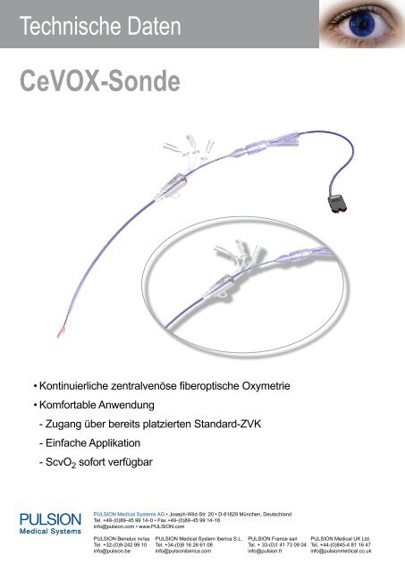 CeVOX Sonde Technische Daten - PULSION Medical Systems SE