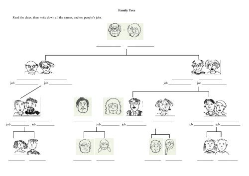 Family Tree Read the clues, then write down all the names, and ten ...