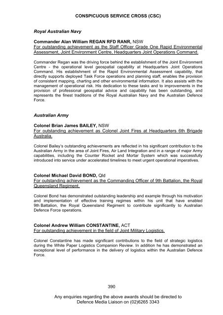 CONSPICUOUS SERVICE CROSS (CSC) 390 Royal Australian ...