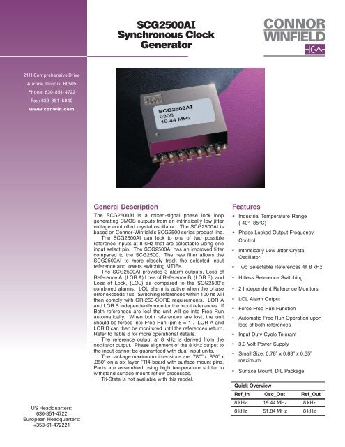 SCG2500AI Synchronous Clock Generator - Connor-Winfield