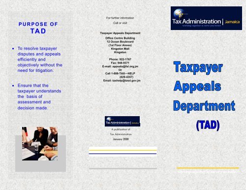 TAD Brochure 1 08 - Tax Administration Jamaica