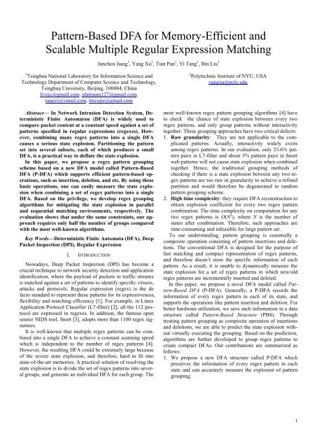 Pattern-Based DFA for Memory-Efficient and Scalable Multiple ...