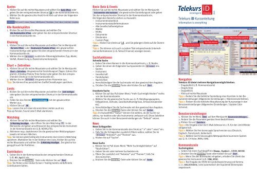 Telekurs iD Kurzanleitung - SIX Financial Information