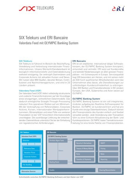 SIX Telekurs und ERI Bancaire - SIX Financial Information