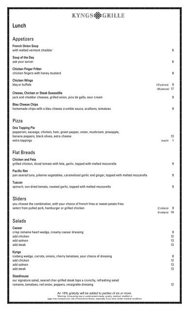 Kyngs Grille Menus (PDF) - Embassy Suites