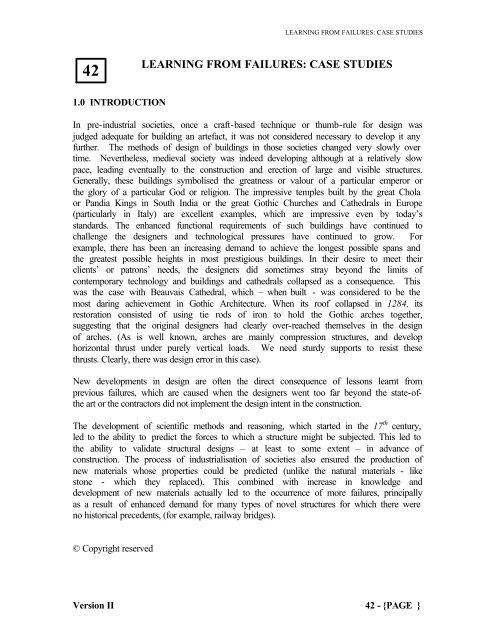 LEARNING FROM FAILURES: CASE STUDIES