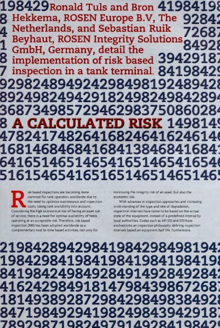 Implementation of risk based inspection in a tank - ROSEN ...