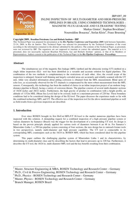 In-Line Inspection of Multi-Diameter and High - ROSEN Inspection ...