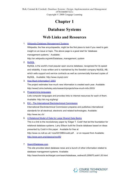 Chapter 1 Database Systems - Cengage Learning