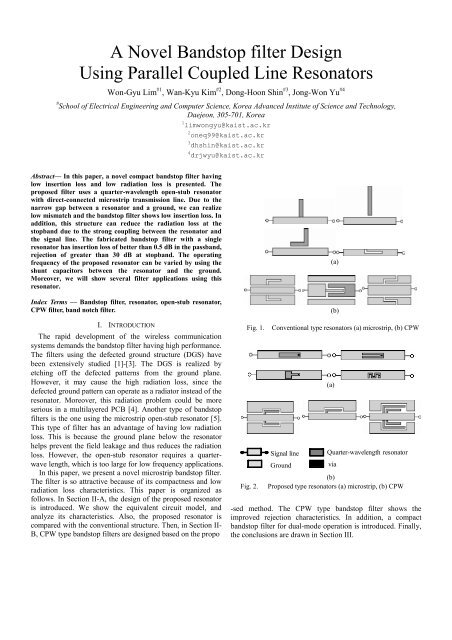 A Novel Bandstop filter Design Using Parallel Coupled Line ... - KAIST