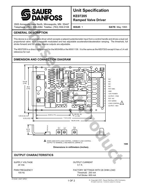 Unit Specification - Sauer-Danfoss